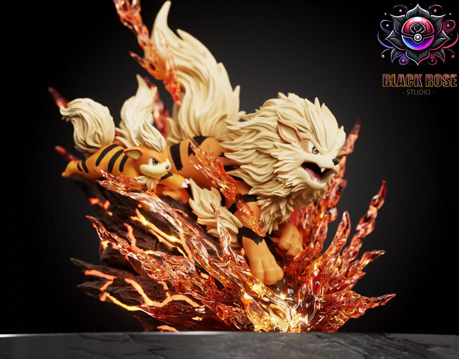 【Pre-order】Arcanine Evolution GK Resin Statue Black Rose Studio ...