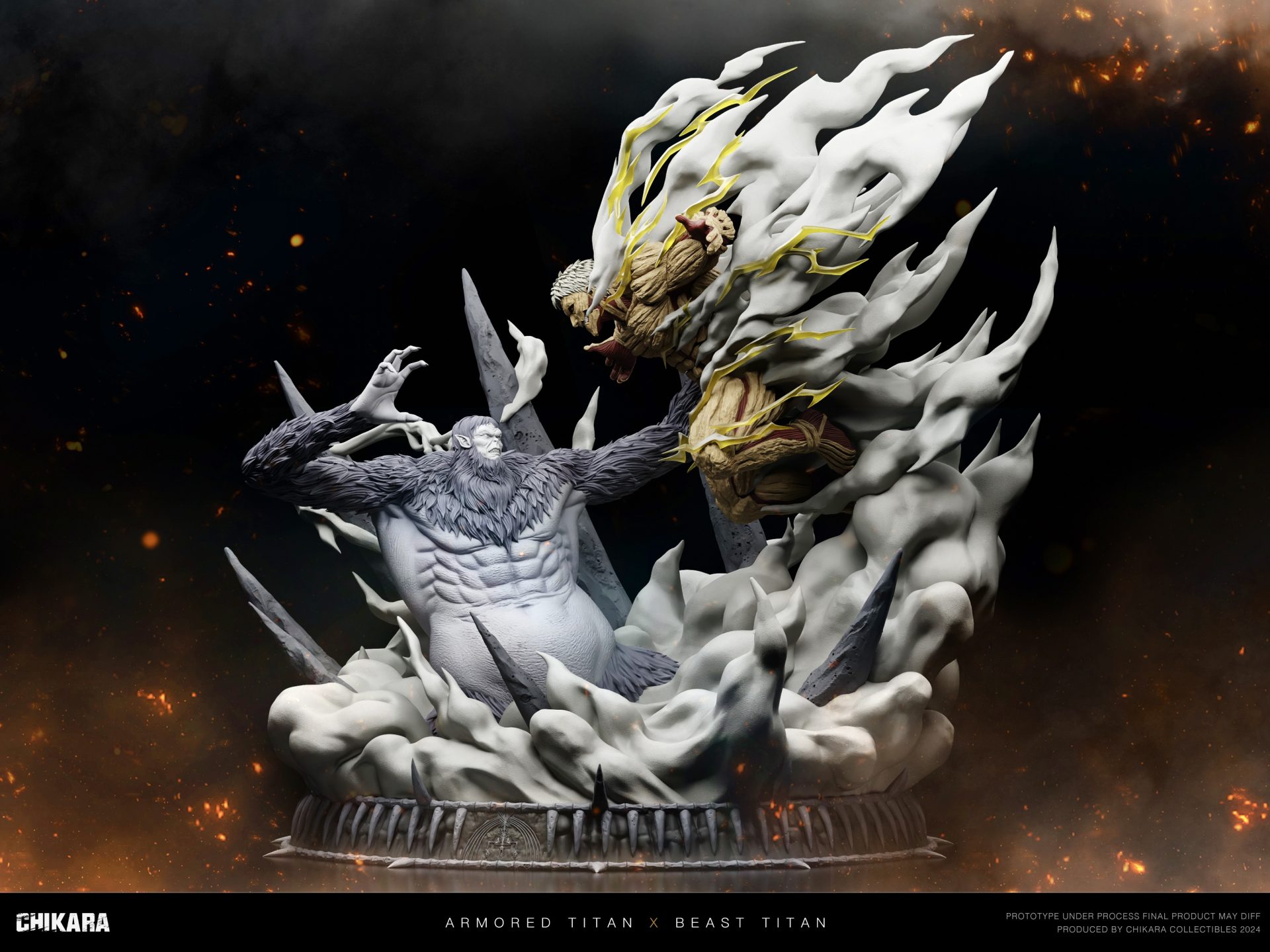 【Pre-order】AOT Armored Titan VS Beast Titan GK Resin Statue Chikara ...