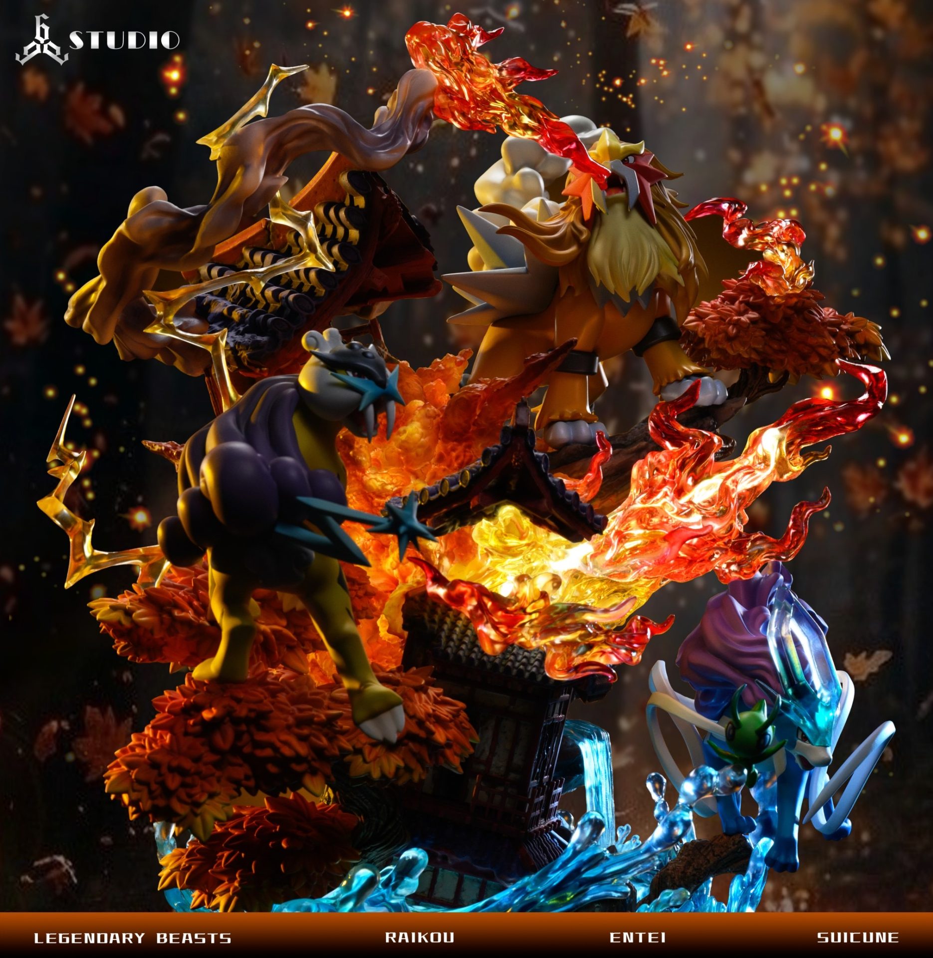 【Pre-order】Legendary Pokémon Entei & Raikou & Suicune GK Resin Statue ...